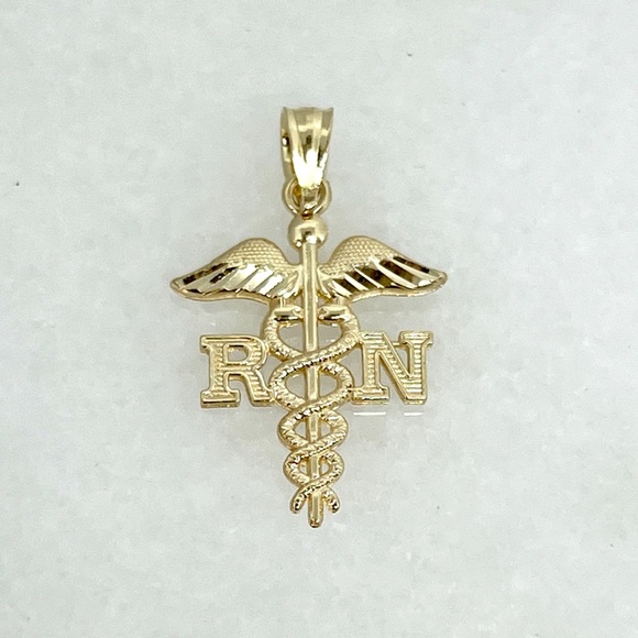 Jewelry | 1k Yellow Gold 1 Rn Caduceus Nurse Pendant Charm New | Poshmark